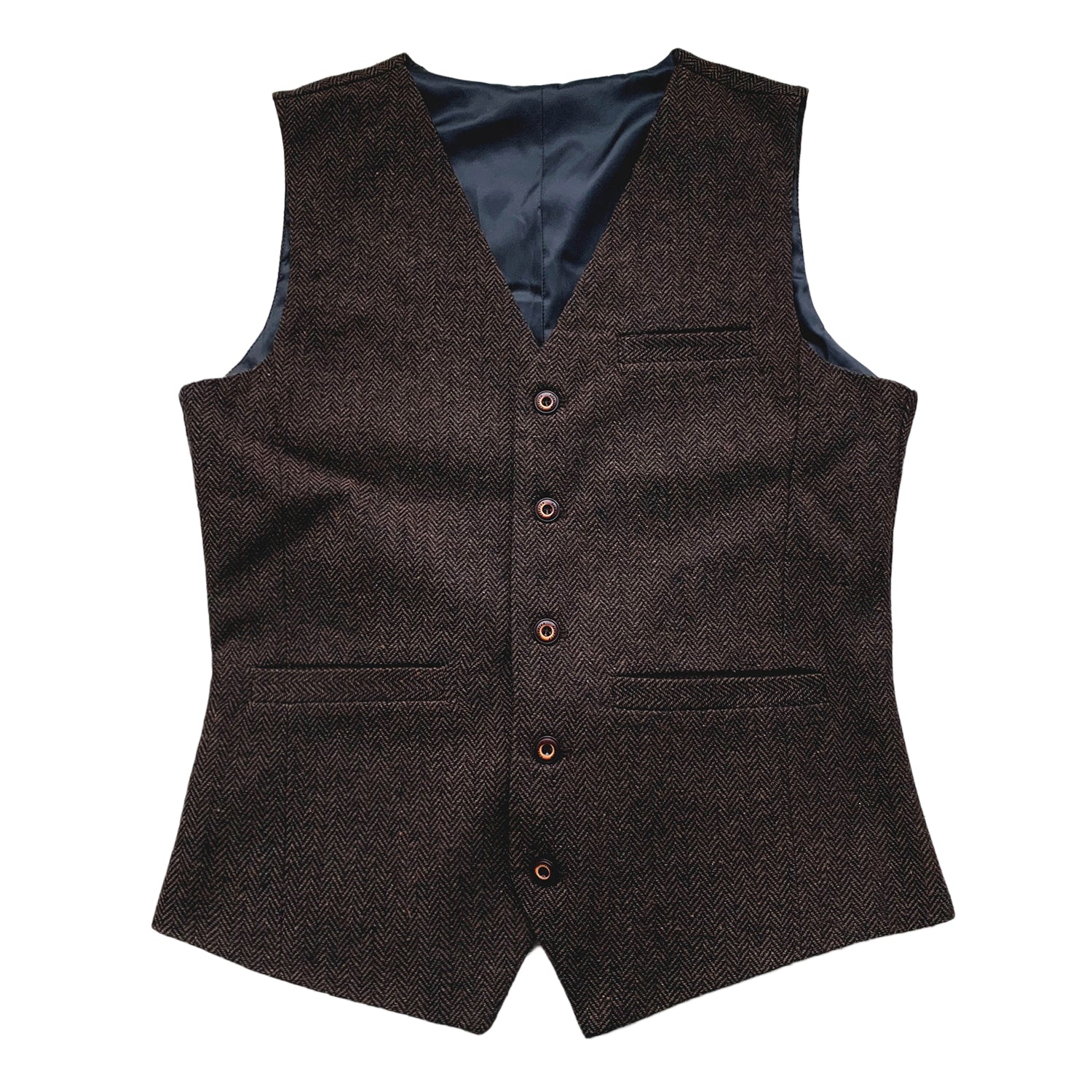 Coffee Herringbone Tweed Wedding Vest for Groomsmen – DCdress