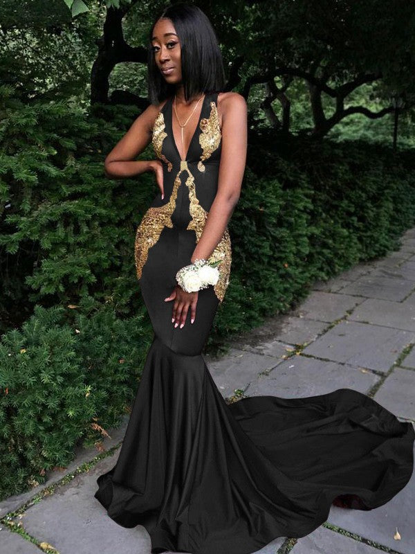 Black Girl Prom Dress 2023 V Neck Sleeveless with Pleats – DCdress